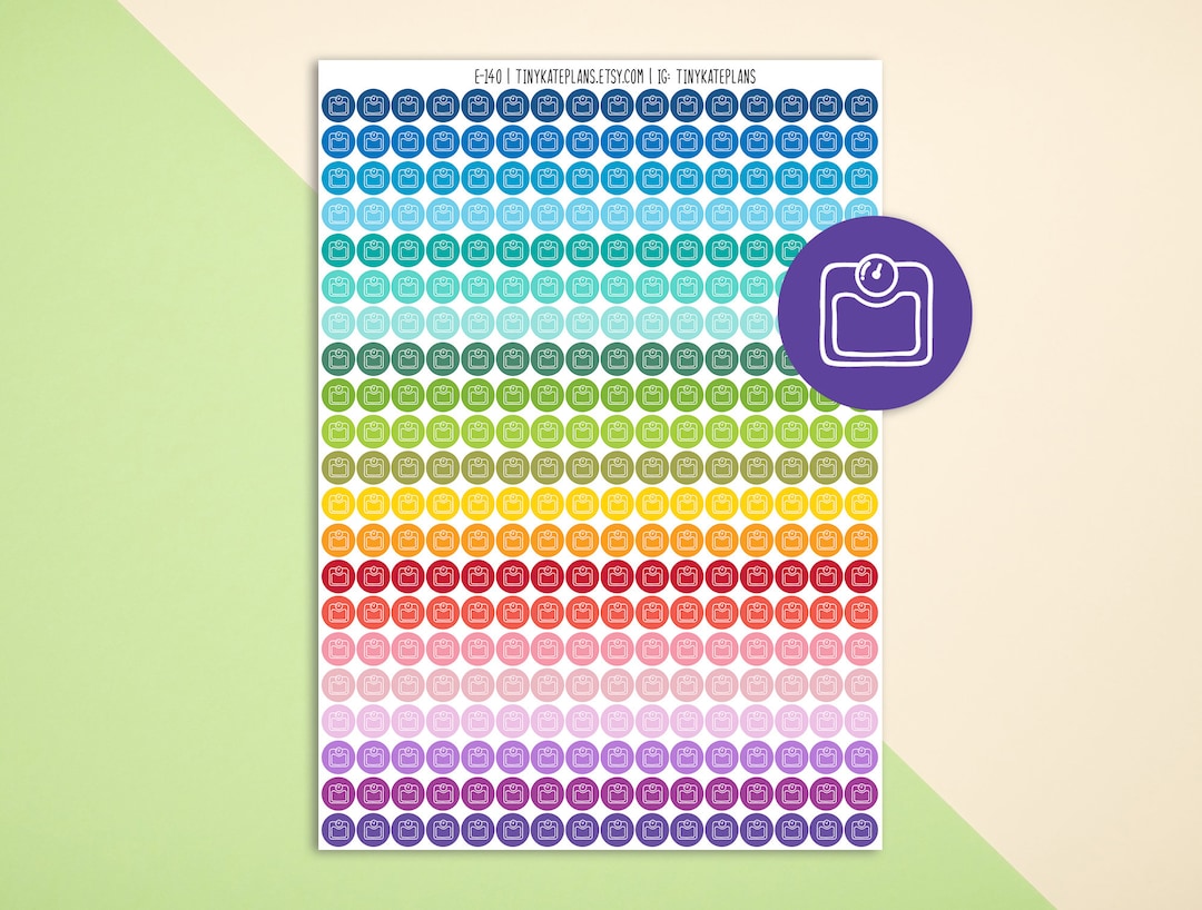 Tiny Weight Scale Dot Planner Stickers, Colorful Mini Dot Planner ...
