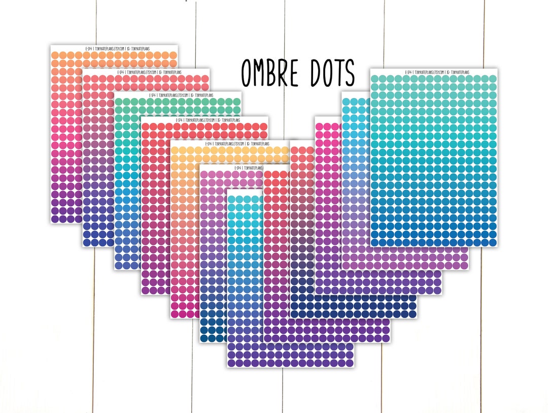 Tiny Ombre Dot Planner Stickers, Colorful Mini Dot Calendar Planner ...