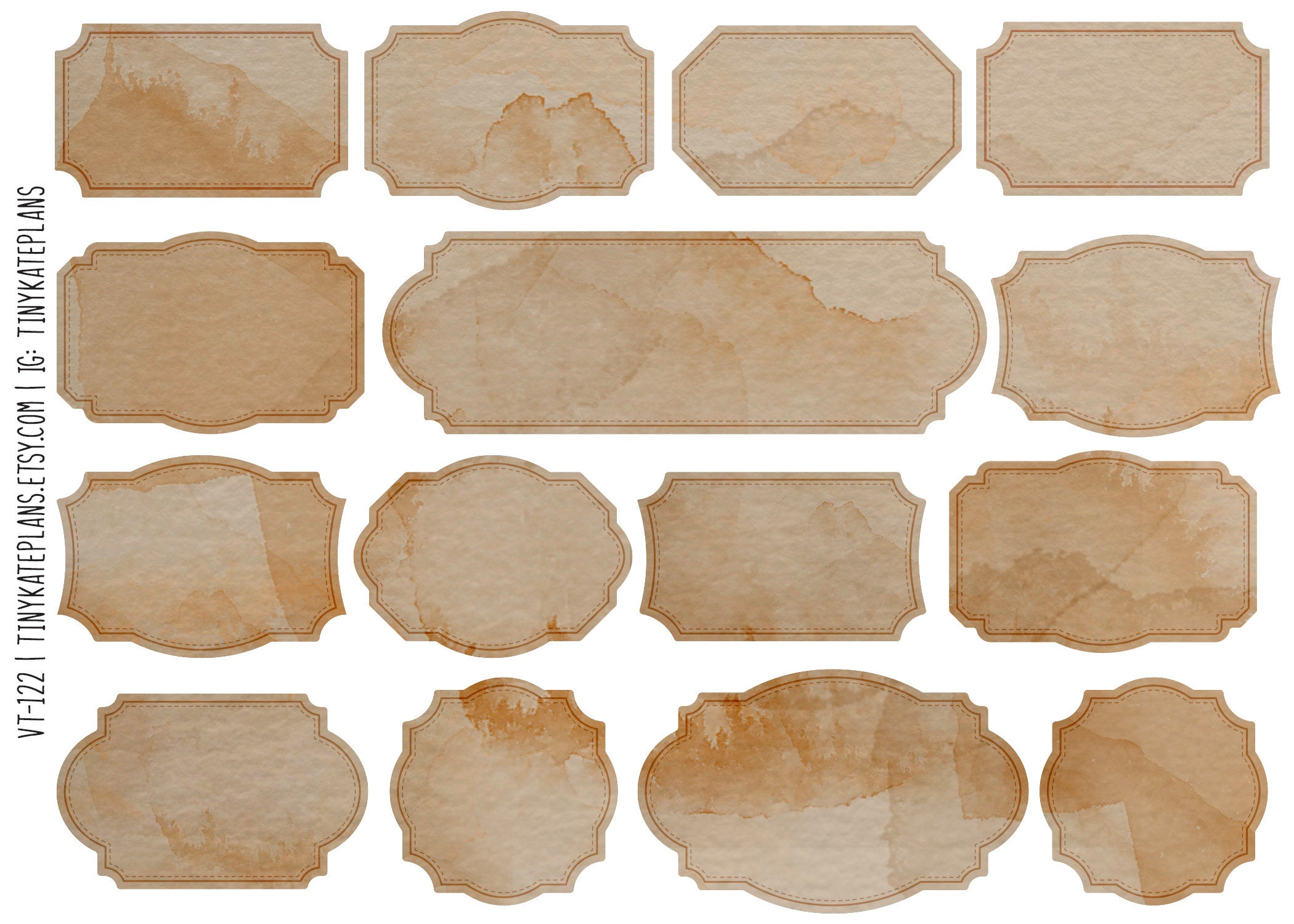 Vintage Brown Stained Label Sticker Ephemera for Junk or - Etsy