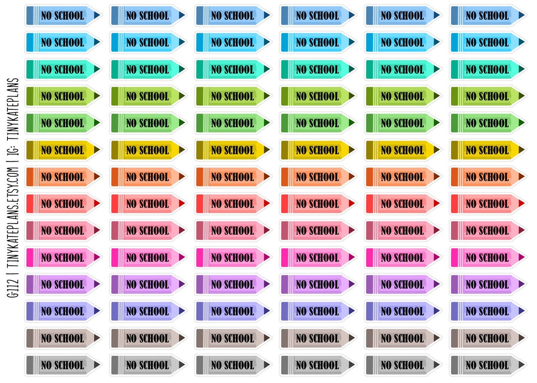 84 No School Pencil Stickers, Tiny School Planner Stickers, College ...
