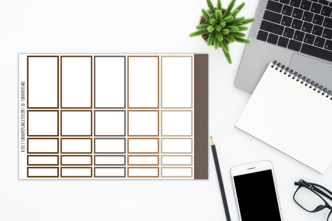 25 Brown Happy Planner Classic Box Planner Stickers, Happy Planner Box ...