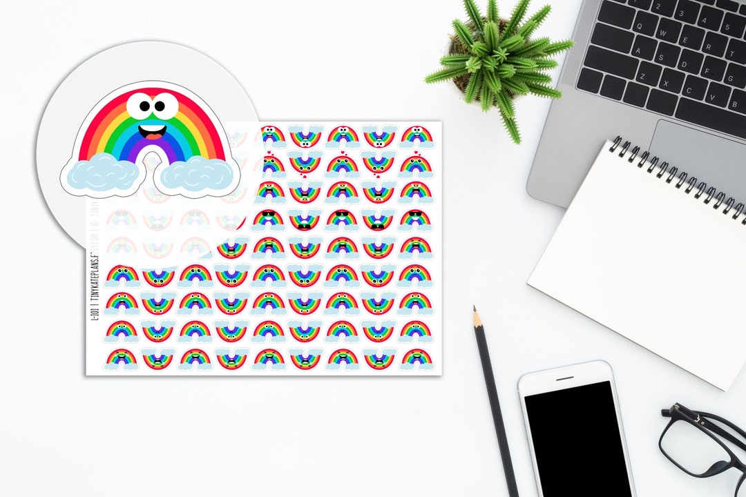 81 Rainbow Mood Planner Stickers, Tiny Mood Tracker Planner Stickers ...