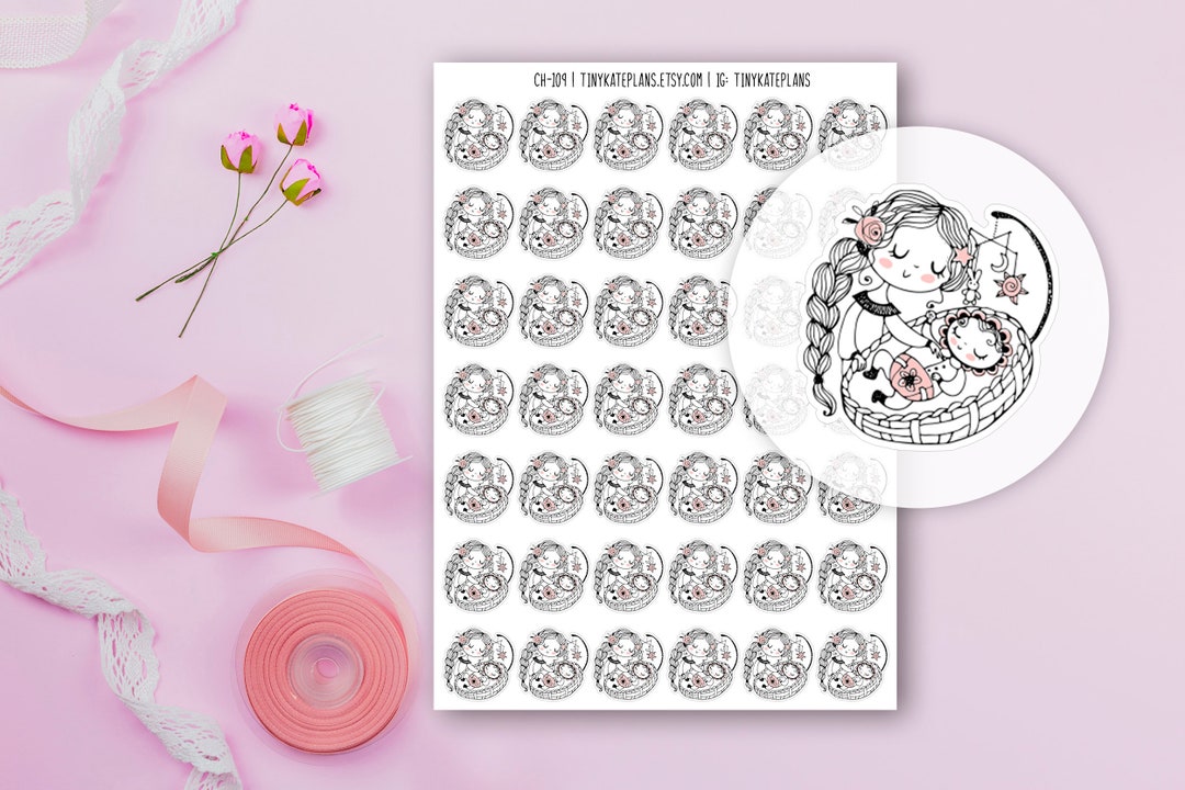 Girl WITH A BABY Planner Stickers, Baby Planner Stickers, Plants Bullet ...