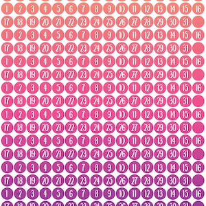 Tiny Ombre Date Dot Planner Stickers, Colorful Mini Dot Calendar ...