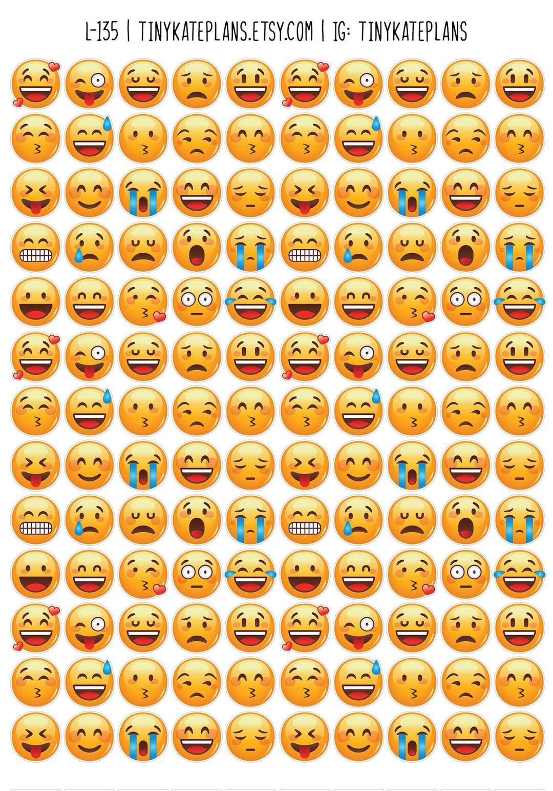 130 Tiny Emoji Planner Stickers, Colorful Mini Mood Planner Stickers ...