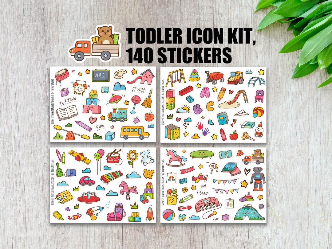 140 Pc Todler Icon Planner Sticker Kit, Kids Planner Stickers ...