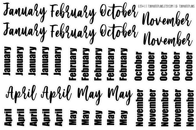 Big Month Title Weekly Planner Sticker Kit, Month Titles Bullet Journal ...