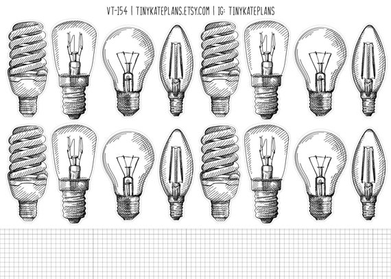 Vintage Light Bulb Stickers Ephemera for Junk Journal | Etsy