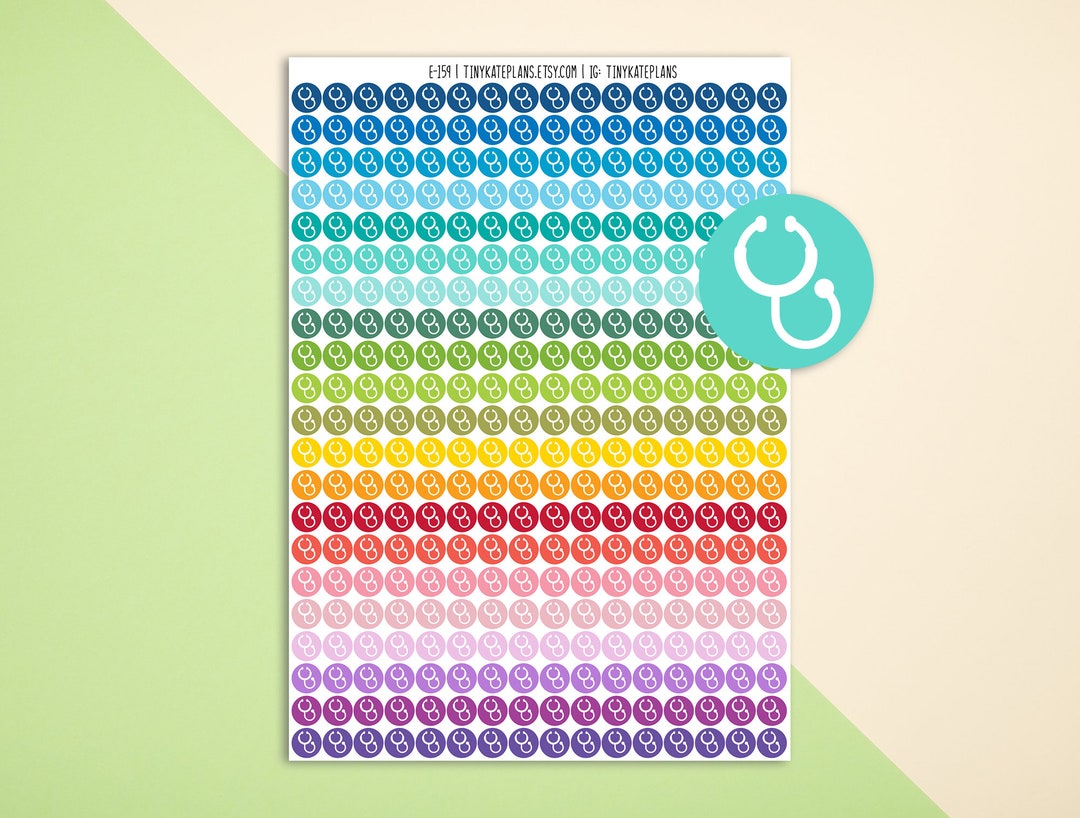 Tiny Stethoscope Dot Planner Stickers, Colorful Mini Dot Planner ...