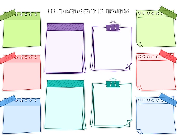 12 Sticky Note Planner Stickers Notepad Planner Stickers - Etsy
