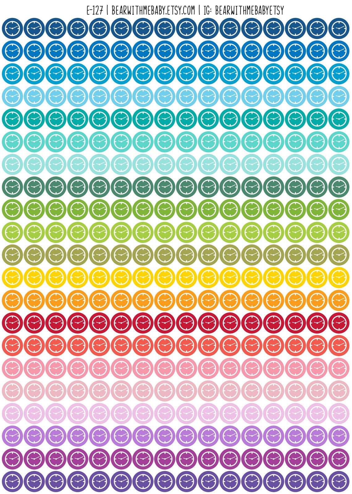 Tiny Clock Dot Planner Stickers Colorful Mini Dot Icon - Etsy
