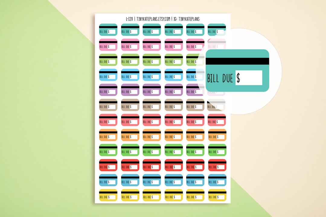 72 Cute Credit Card Bill Reminder Stickers, Tiny Credit Card Planner ...