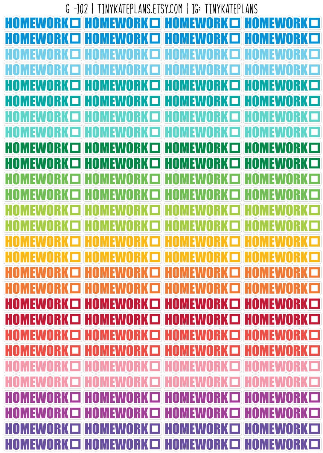 112 Homework Check Mark Planner Stickers, Tiny School Planner Stickers ...