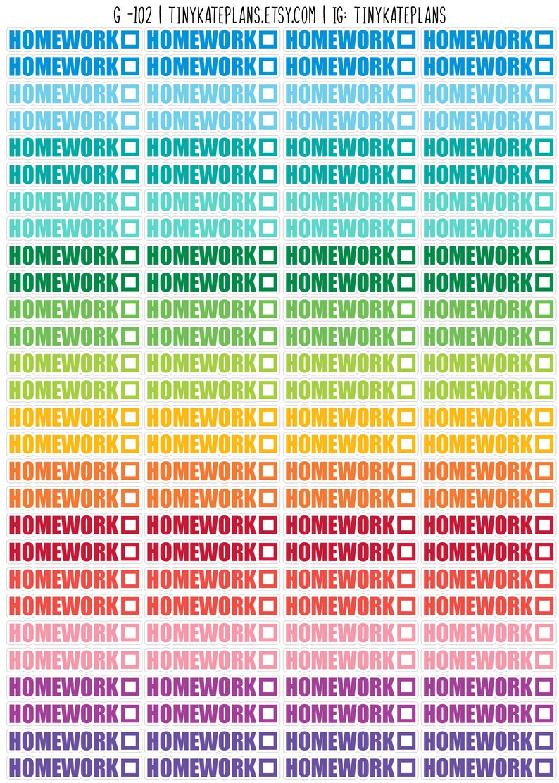 112 Homework Check Mark Planner Stickers Tiny School Planner - Etsy