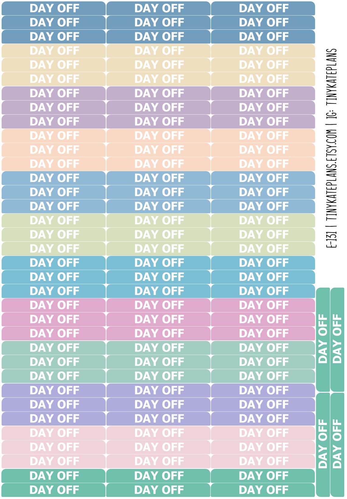 108 Tiny Day off Header Stickers for Erin Condren Life Planner, Weekly ...