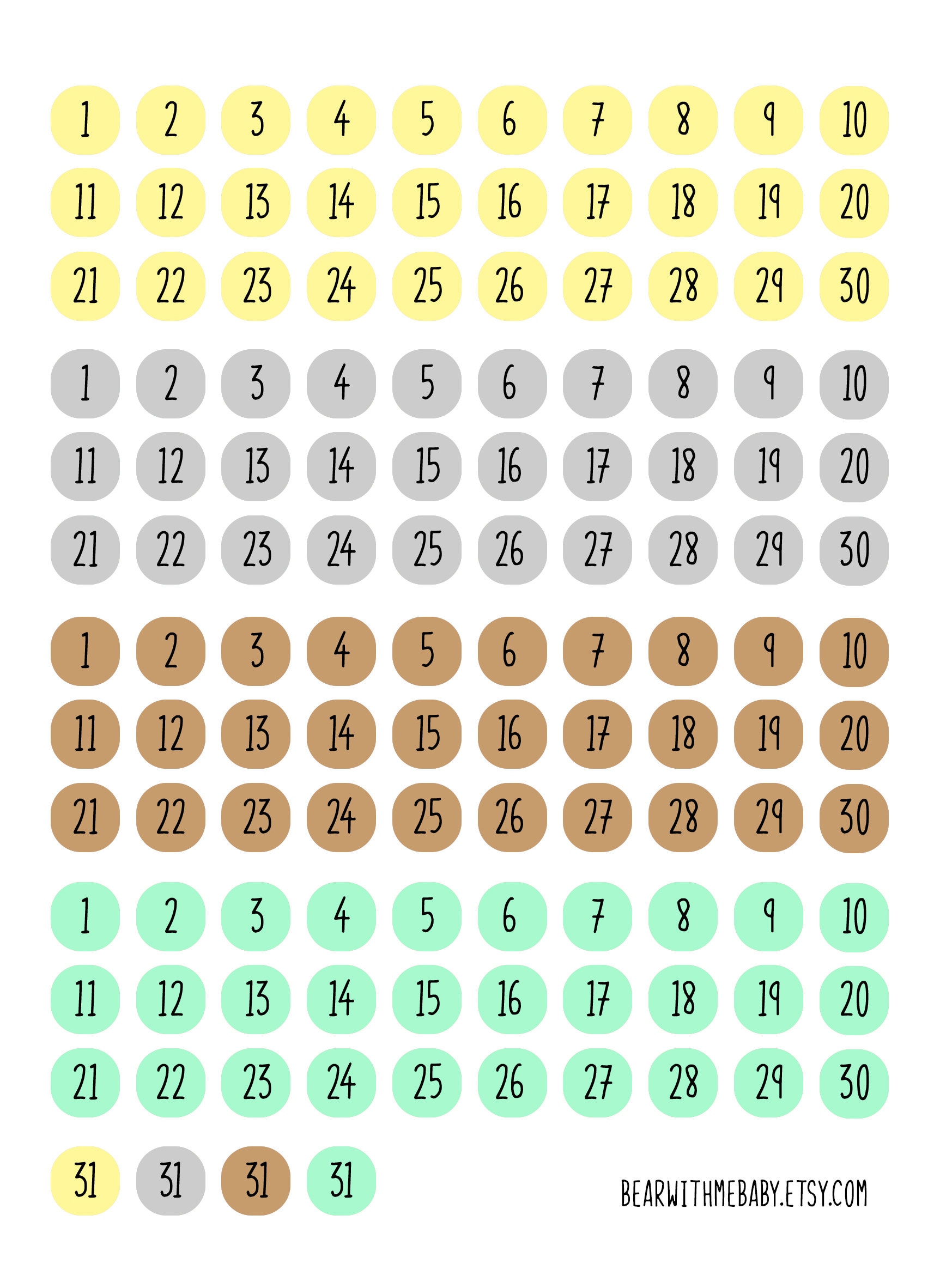 124 Tiny Dates of the Week Planner Sticker Calendar Planner | Etsy