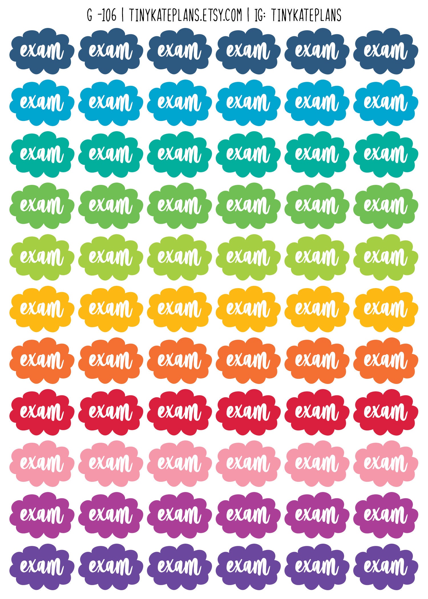 66 Exam Planner Stickers Tiny School Planner Stickers - Etsy