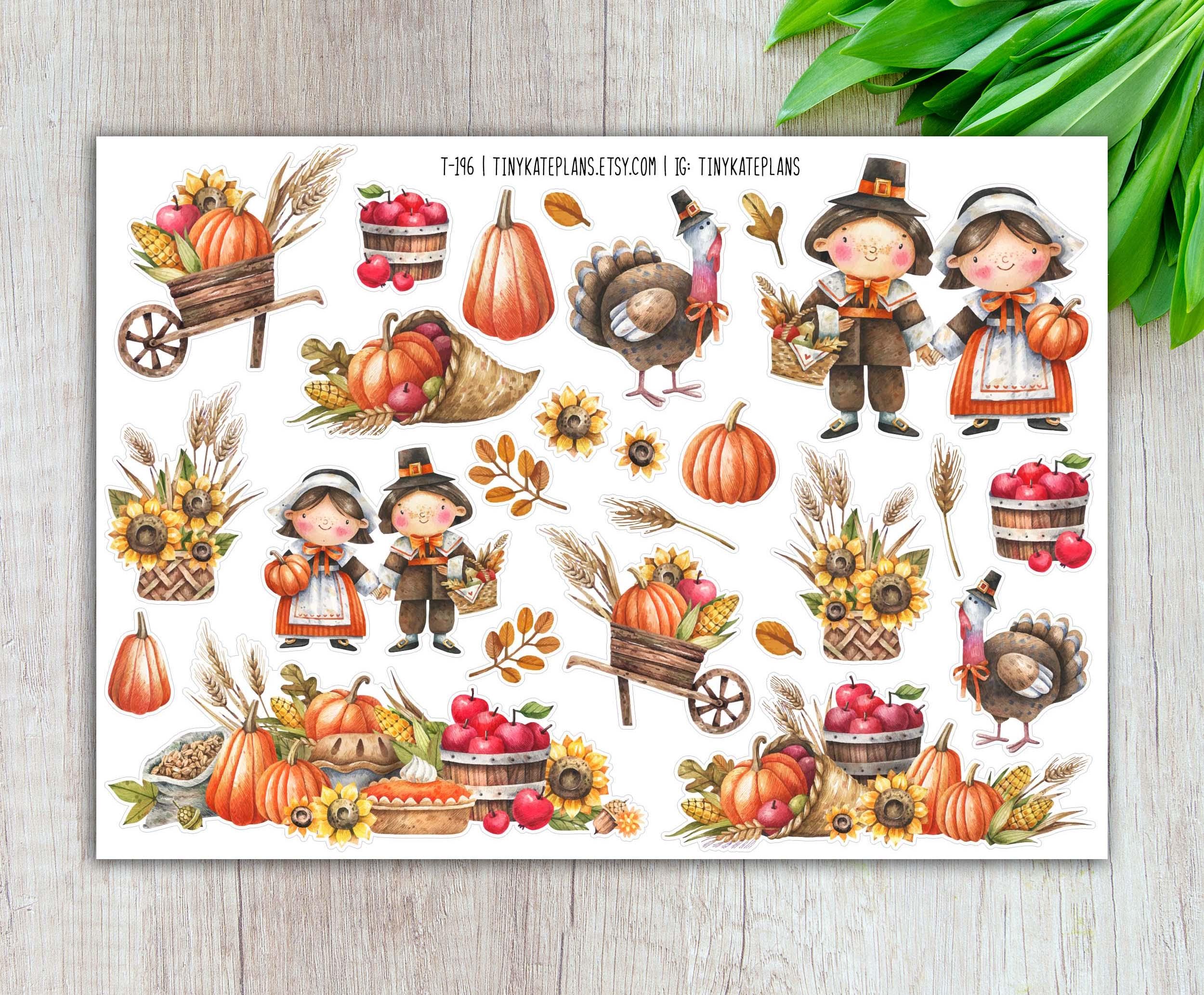 Thanksgiving Pilgrim Guys Planner Stickers, Cozy Fall Planner Stickers ...