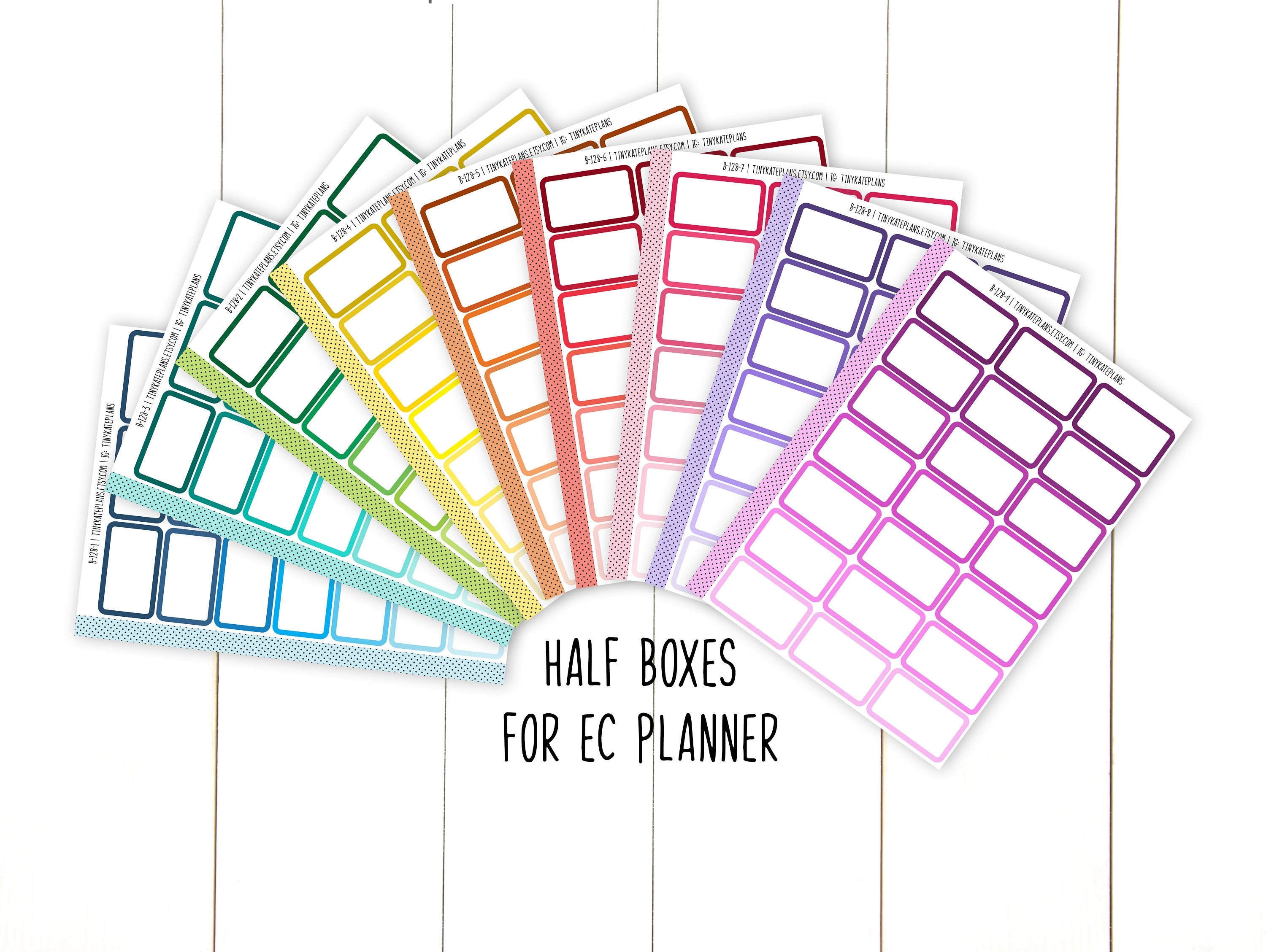 21 Half Box Rainbow Shades Planner Stickers, Erin Condren VERTICAL Life ...