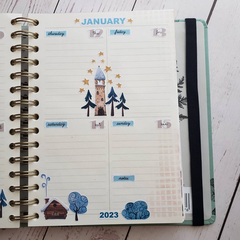 Watercolor It's Cold Outside Planner Stickers, Cozy Winter House ...