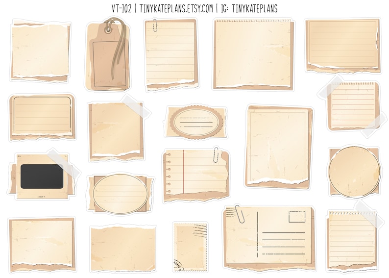 19 Vintage Sticky Note Planner Stickers, Vintage Scrapbook Stickers ...
