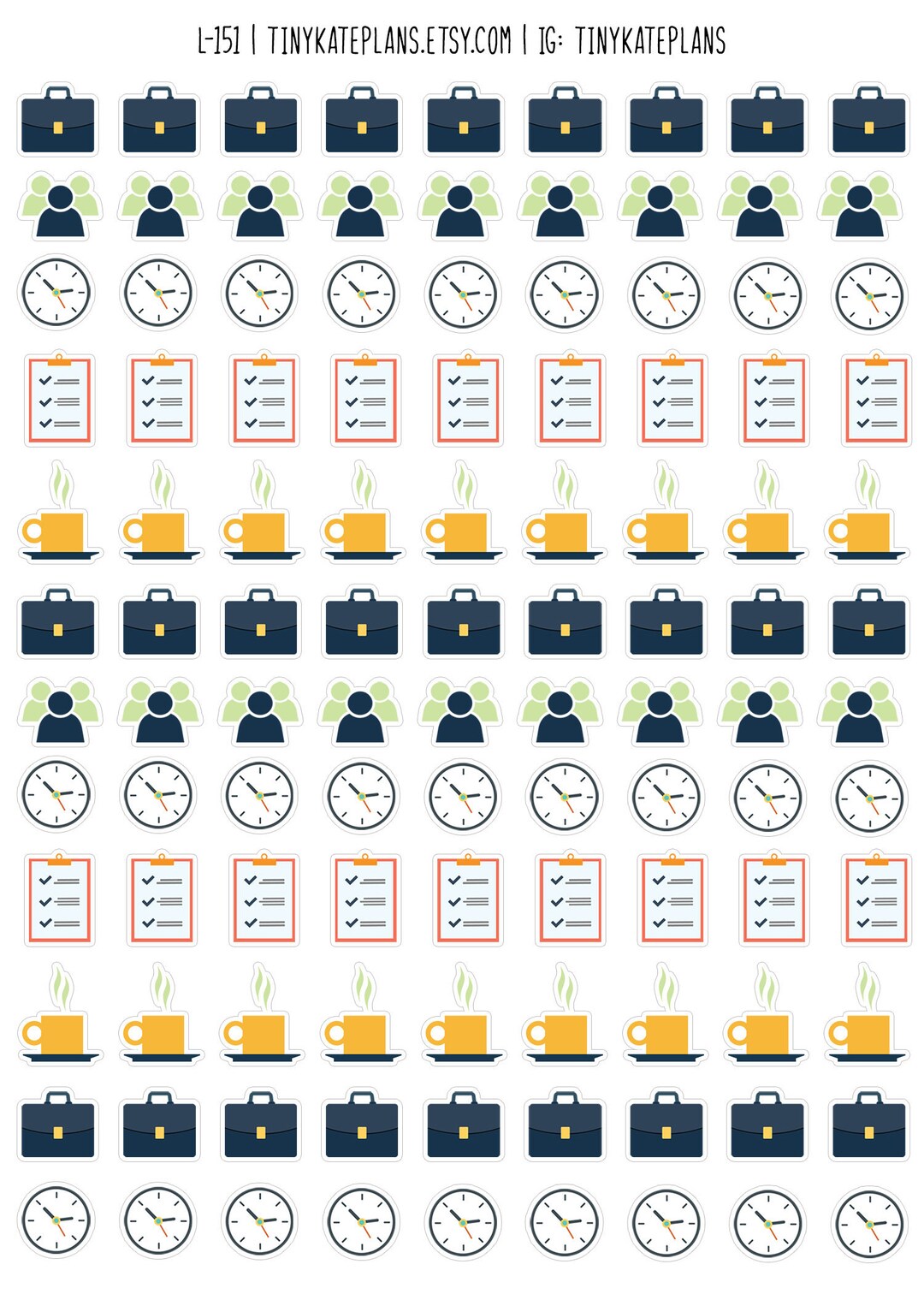 108 Meeting Reminder Planner Stickers, Tiny Meeting Clock Planner ...