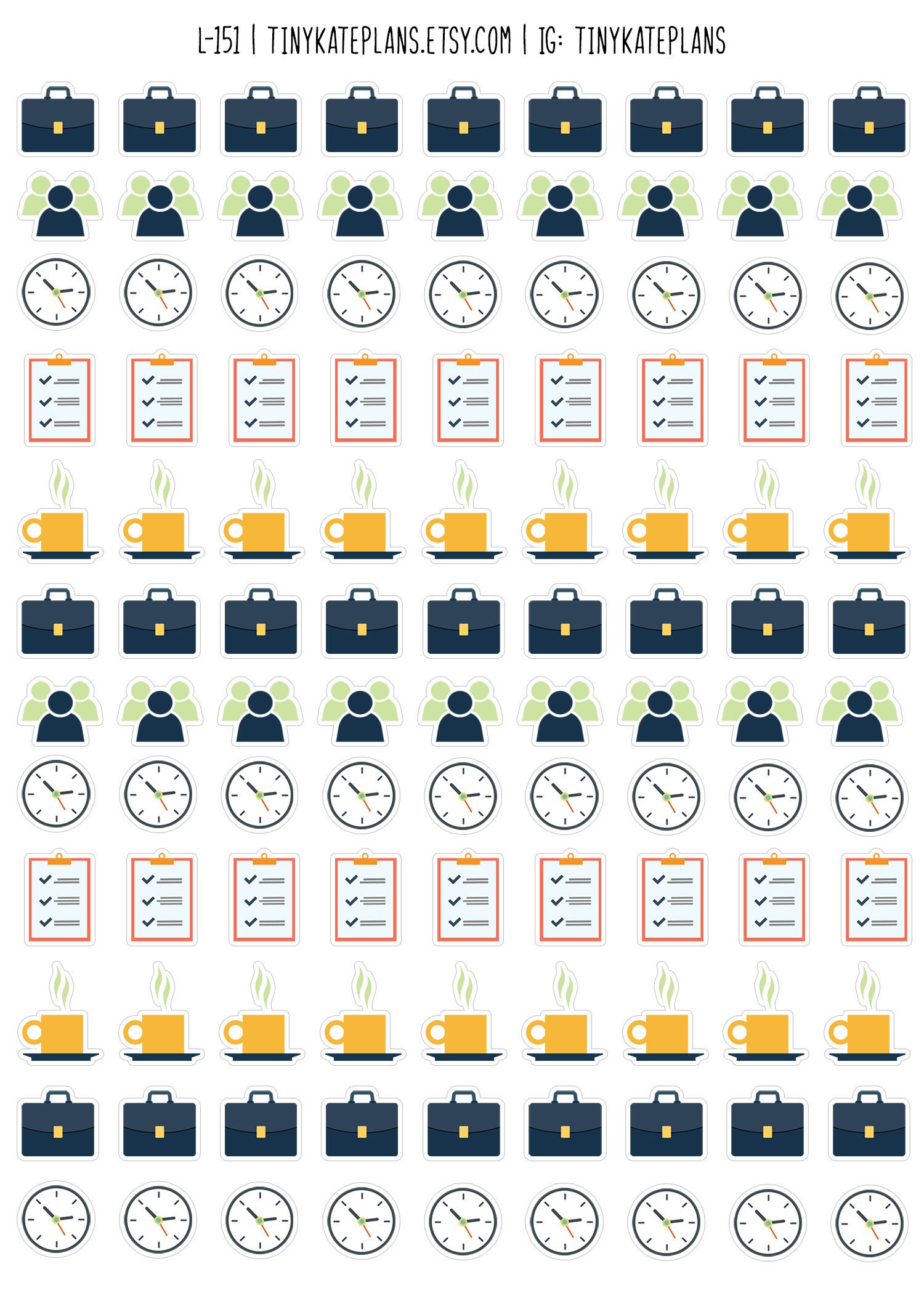 108 Meeting Reminder Planner Stickers, Tiny Meeting Clock Planner ...
