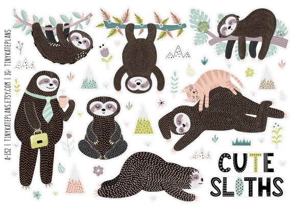 Cute Sloth Planner Stickers Animal Planner Stickers Tropical | Etsy