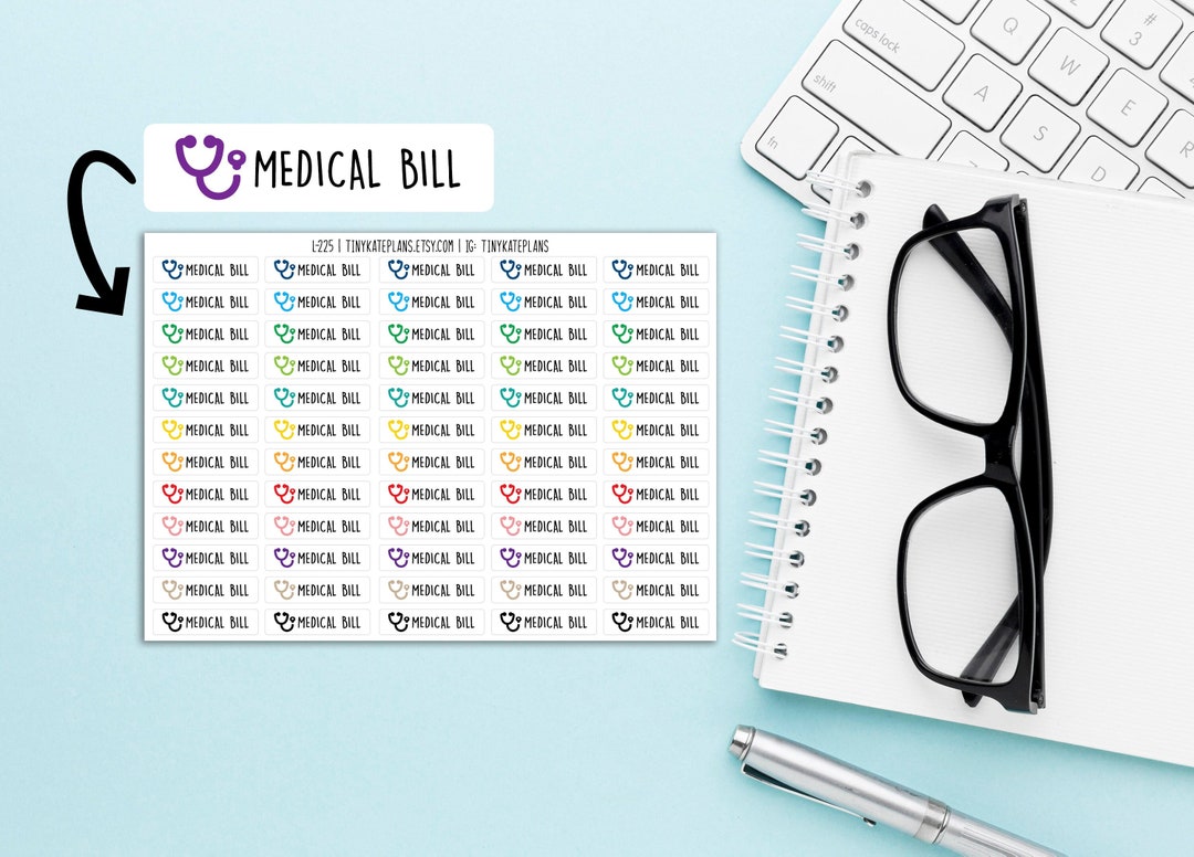 60 Medical Bill Payment Reminder Planner Stickers, Happy Planner Bill ...