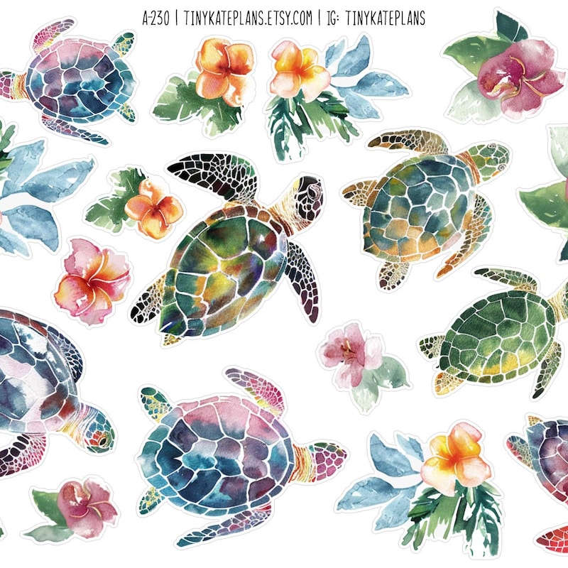Watercolor Turtle Stickers - Etsy
