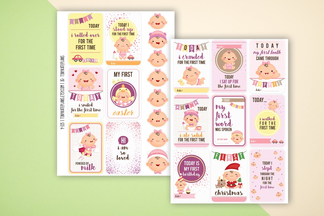 15 Baby Girl Milestone Planner Stickers, Baby Boy Shower Stickers ...