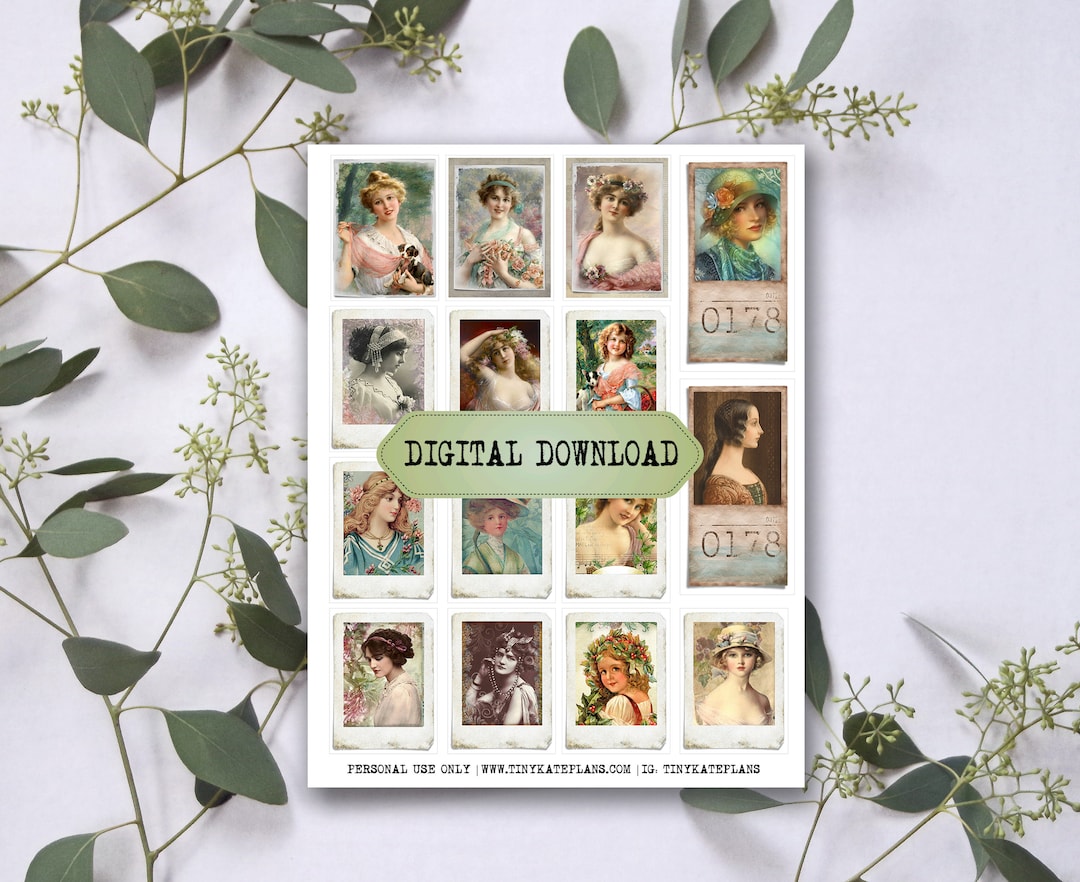 DIGITAL Download Vintage Lady Cards for Junk Journals, Vintage People ...
