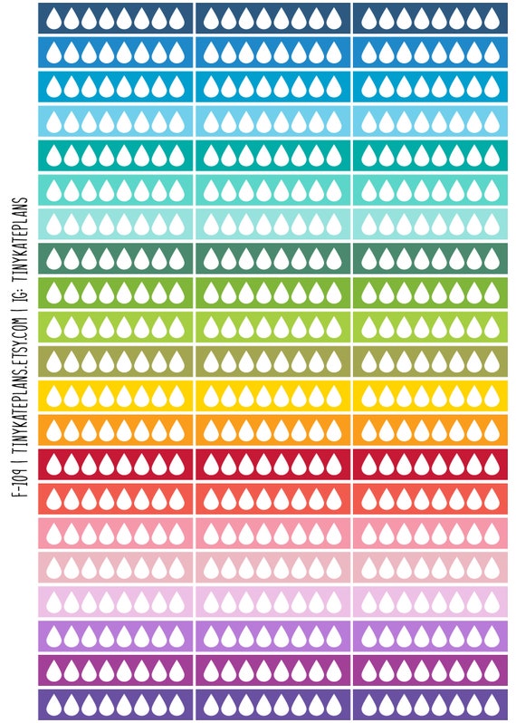 63 Hydration Log Skinny Header Planner Stickers Hydration | Etsy