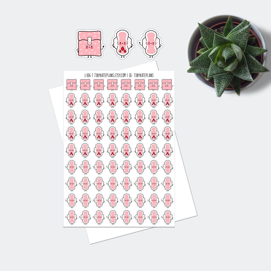 72 Tiny Period Pad Planner Stickers, Tiny Period Tracker Planner ...