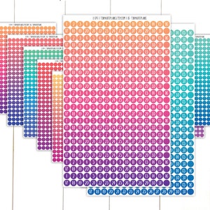 Tiny Ombre Date Dot Planner Stickers, Colorful Mini Dot Calendar ...