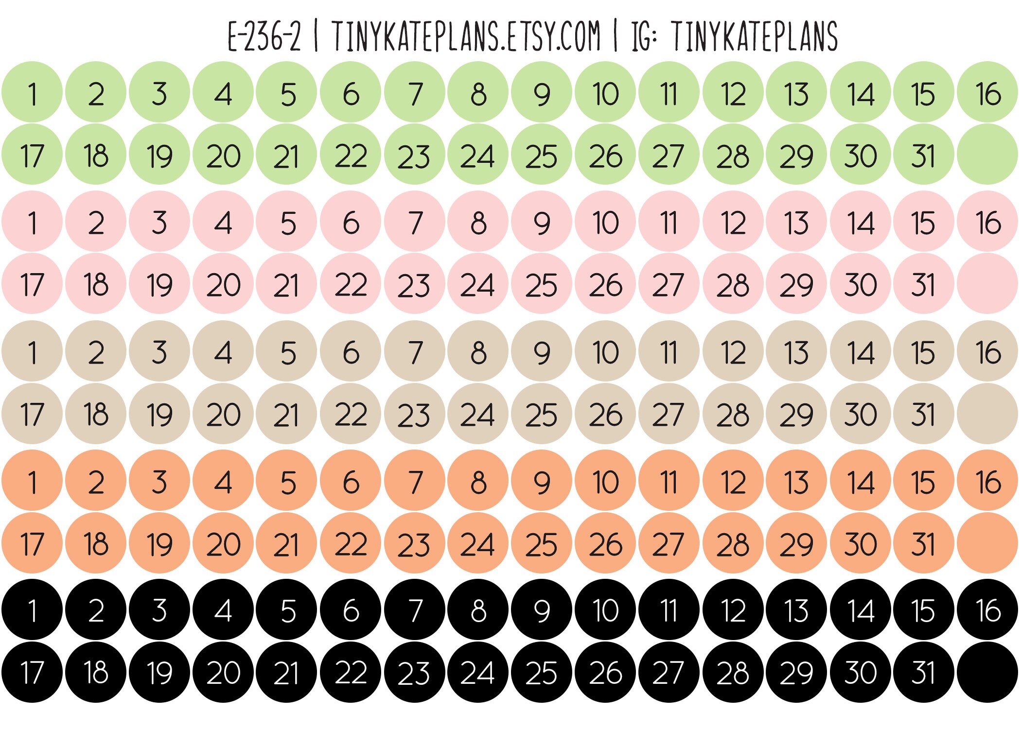 Tiny Date Dot Planner Stickers Mini Date Circle Monthly Date - Etsy
