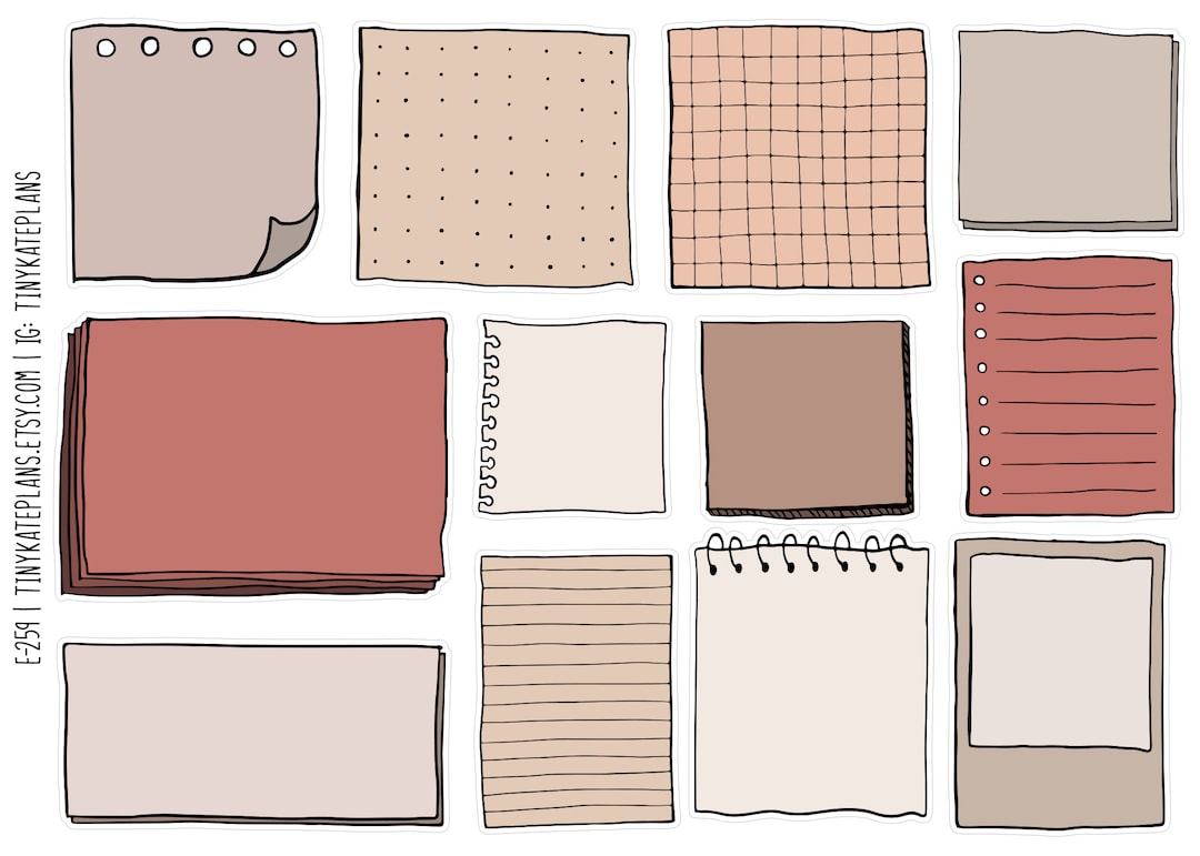 Red & Beige Sticky Note Planner Stickers, Notepad Planner Sticker ...