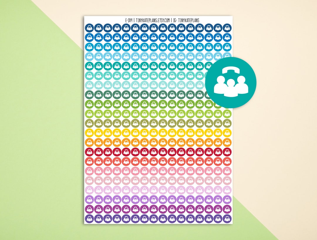 Tiny Conference Call Dot Planner Stickers, Colorful Mini Dot Icon ...