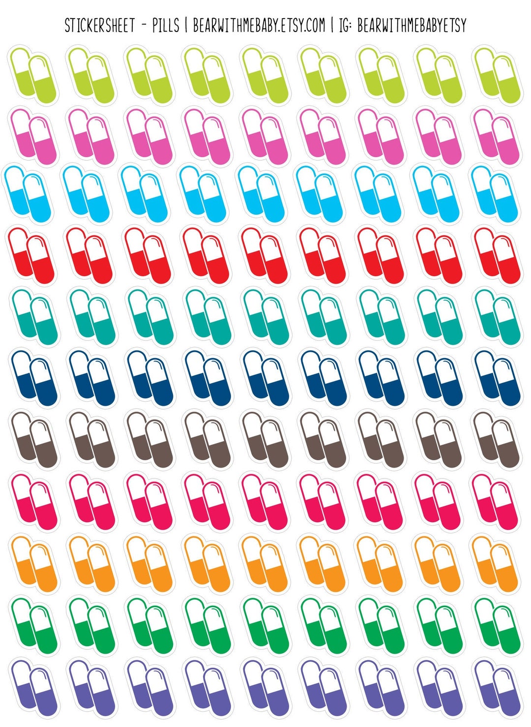 99 Pill Reminder Planner Stickers, Tiny Pill Planner Stickers, Monthly ...