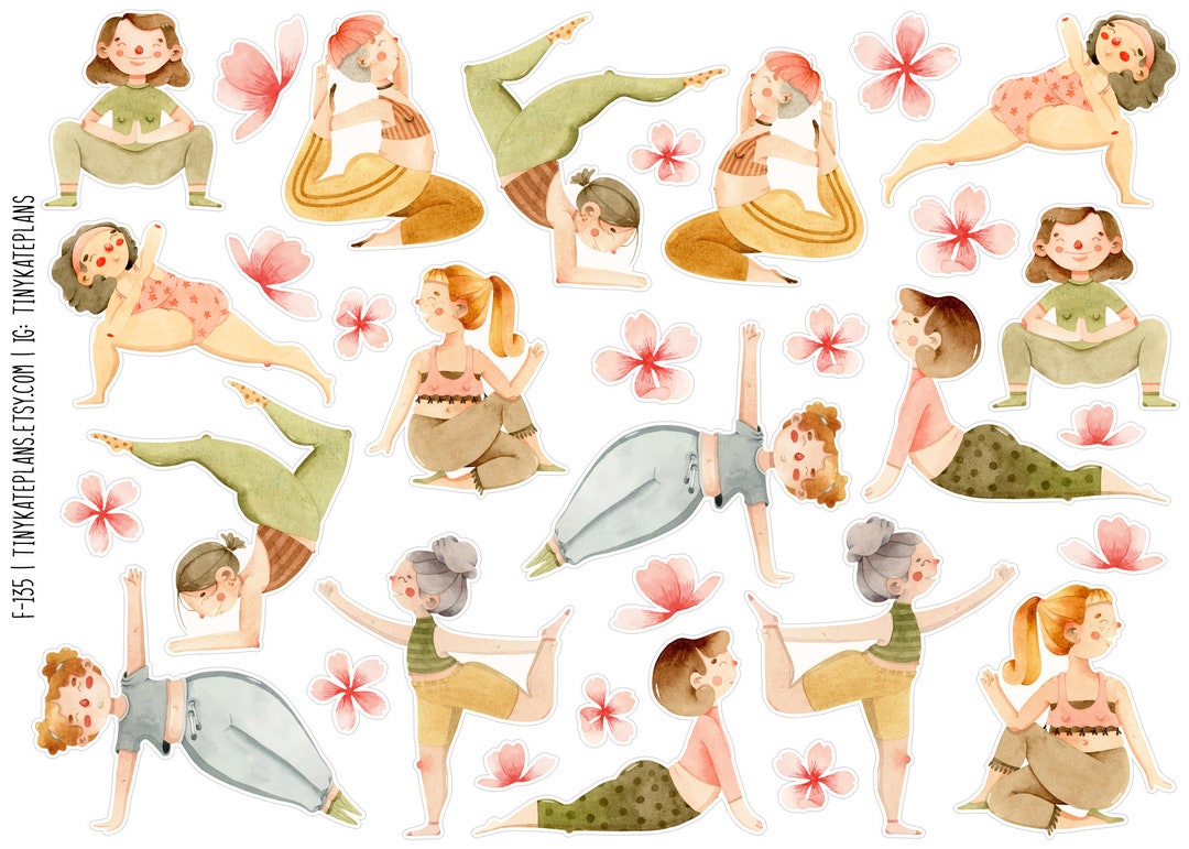 Cute Yogi Girl Planner Stickers, Fitness Girl Planner Stickers ...