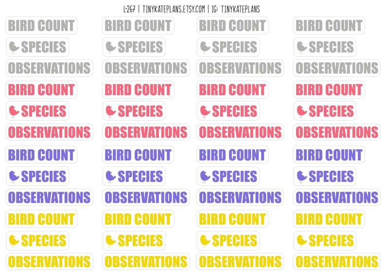 Project Feeder Watch Planner Sticker KIT, Bird Watching Planner ...