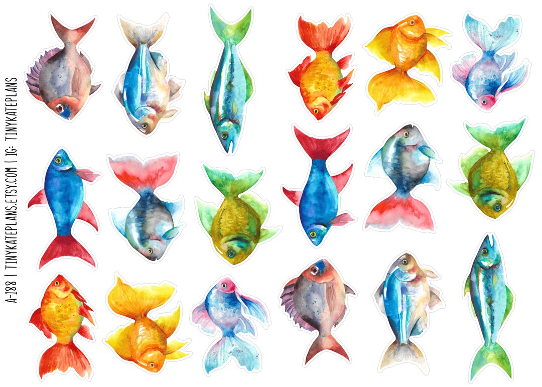 Colorful Fish Planner Stickers, Cute Fish Stickers, Sea Animal ...