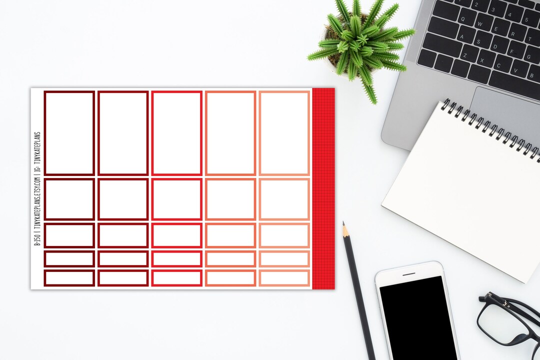 25 Red Happy Planner Classic Box Planner Sticker, Happy Planner Red Box ...