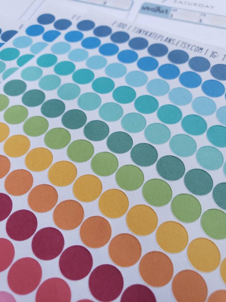 Tiny Colorful Dot Planner Stickers, Colorful Mini Dot Calendar Planner ...
