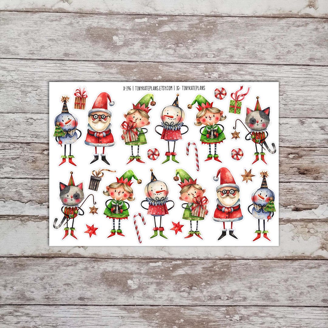 Santa's Helpers Planner Stickers, Christmas Tree Stickers, Cozy Winter ...