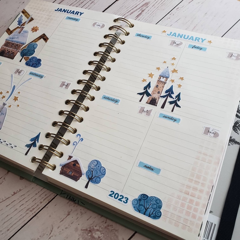 Watercolor It's Cold Outside Planner Stickers, Cozy Winter House ...