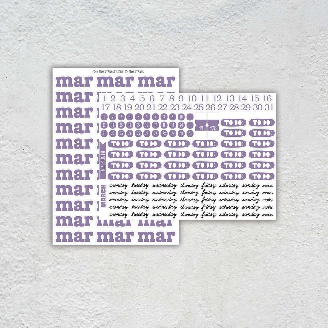 MARCH Build A Planner Planner Sticker Kit, Monthly Planner Stickers ...