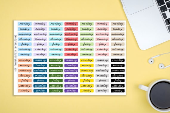 98 Tiny Days of the Week Planner Stickers Colorful Calendar - Etsy