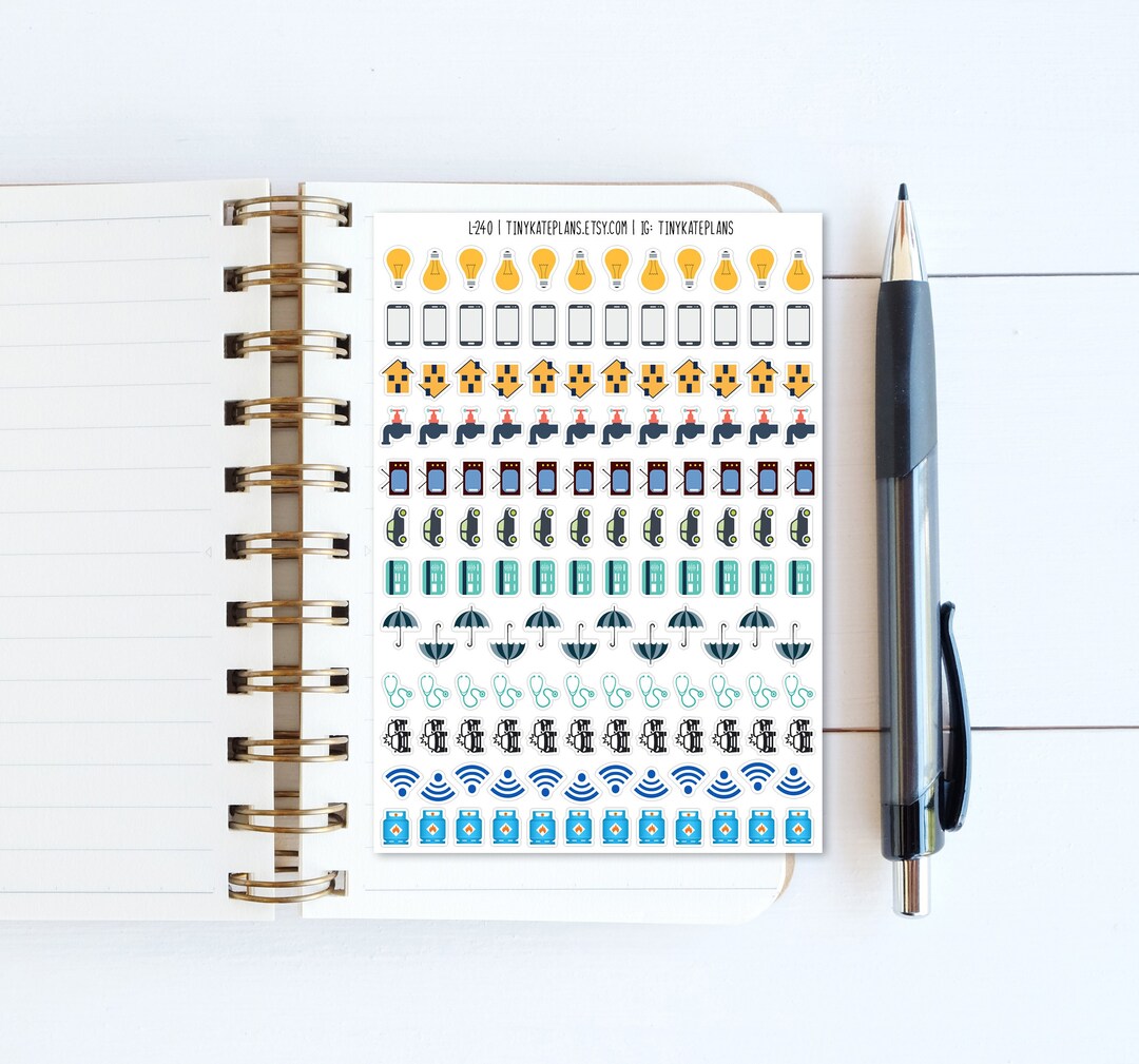 144 WORDLESS Tiny Payment Reminder Planner Stickers, Tiny Planner ...