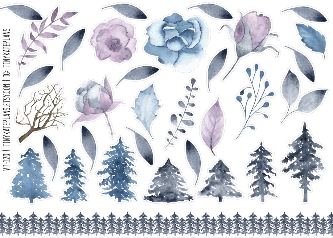Vintage Winter Forest Stickers for Junk Journals, Vintage Scrapbook ...